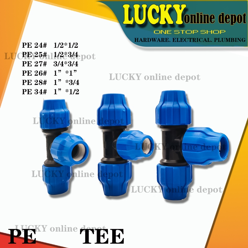 PE COMPRESSION PIPE FITTINGS TEE / REDUCING TEE ( 1/2x1/2 , 1/2x3/4 , 3/4x3/4 , 1"x3/4 ) per ...