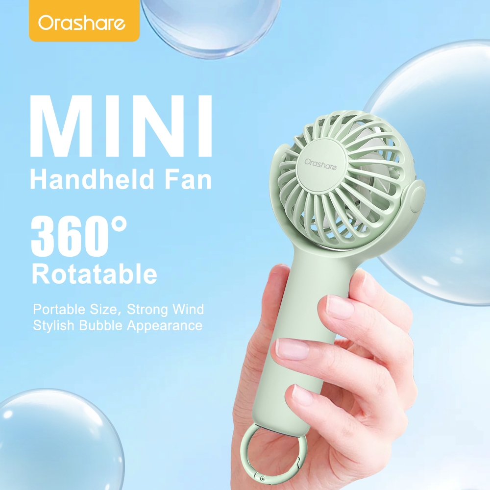 Orashare HF02 Pro Mini Fan 1500mAh Rechargeable 3 Speed 360° Rotation ...