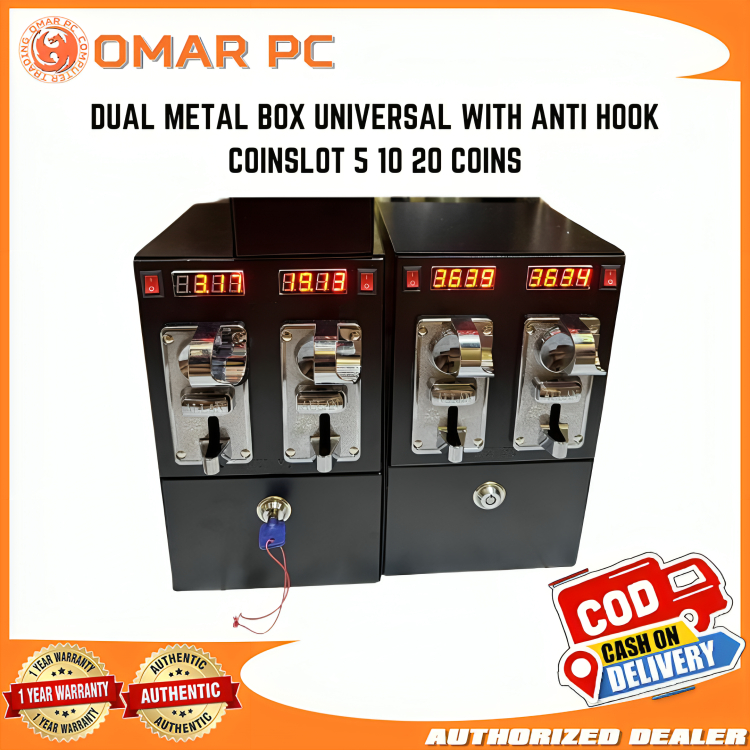 DUAL METAL PISONET BOX UNIVERSAL WITH ANTI HOOK COINSLOT 1, 5, 10, 20 ...