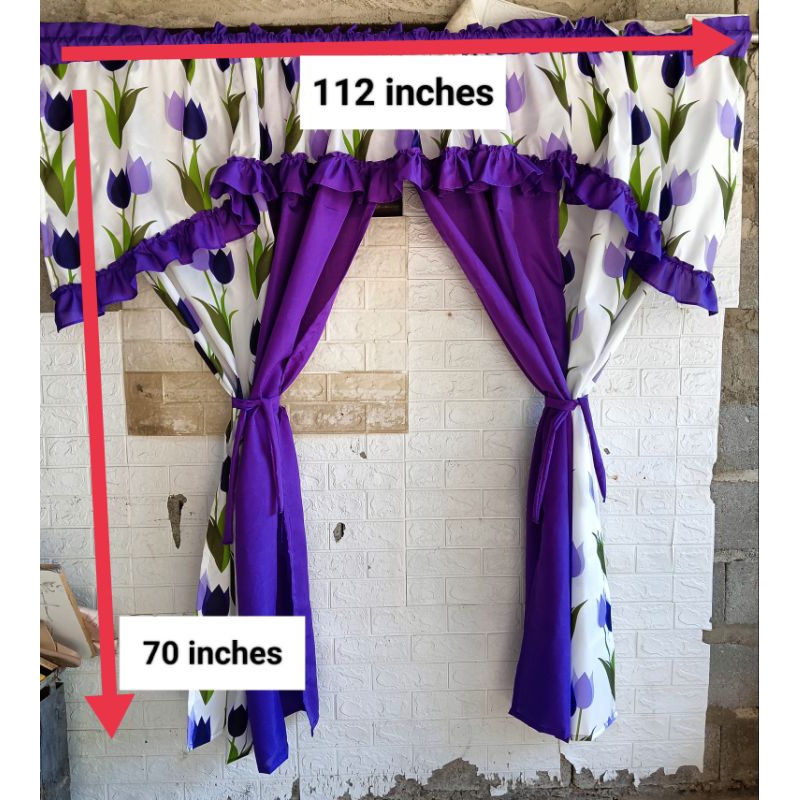 New Curtain for Window Violet Tulips Design Kurtina (Size: 112by70 ...