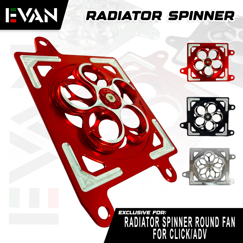 EVAN.PH FULL CNC RADIATOR COVER ROUND SPINNER FAN FOR CLICK 150 AND ADV ...