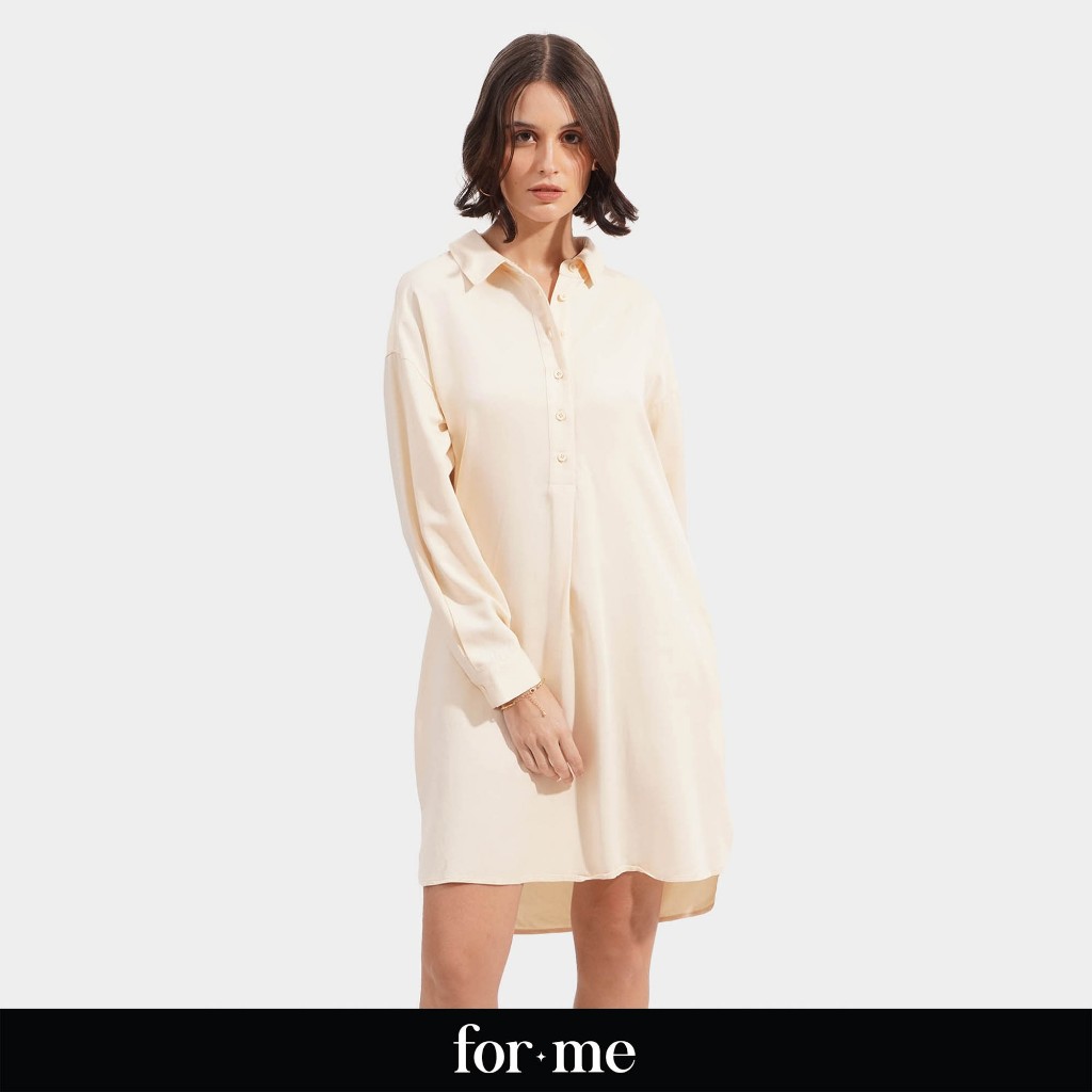 ForMe Shirt Dress for Women (Off White) | Shopee Philippines