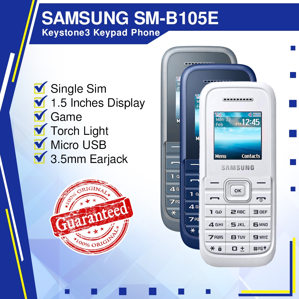 Keystone 3 SM-B105E Single Sim Basic Keypad Phone Keypad Phone 800mAh ...