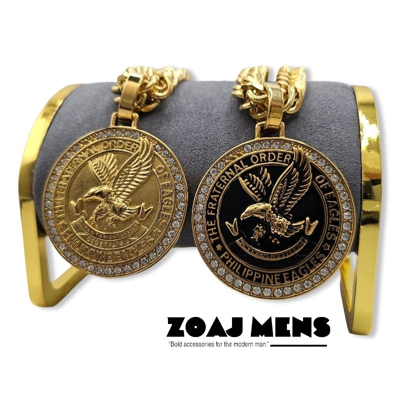 zoajmens Round Eagles Fraternal Premium Stainless Gold Necklace with ...