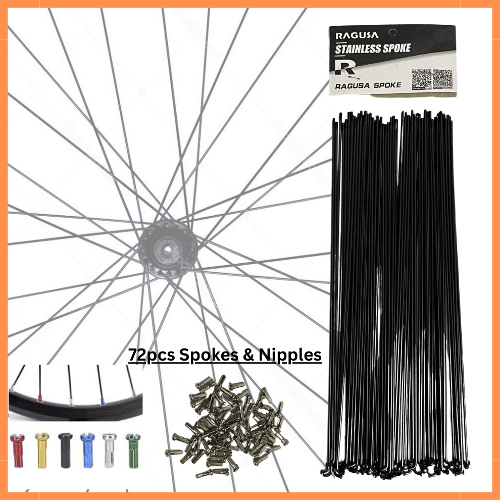 72pcs Ragusa Bicycle Spokes with Nipples 26 27.5 29 14g for MTB ...