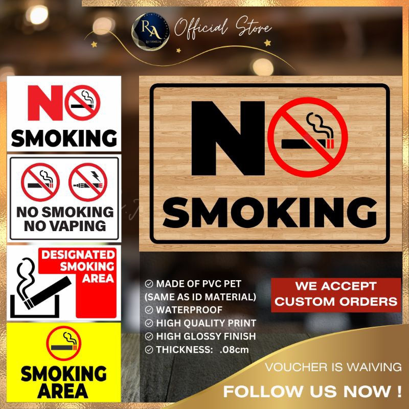 R.A PVC NO SMOKING SIGN | SMOKING AREA | DESIGNATED SMOKING AREA ...