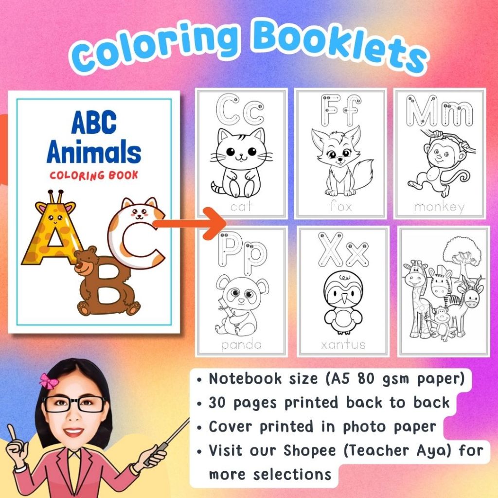 ABC Animals Coloring Booklets for kids with tracing alphabets | Shopee ...