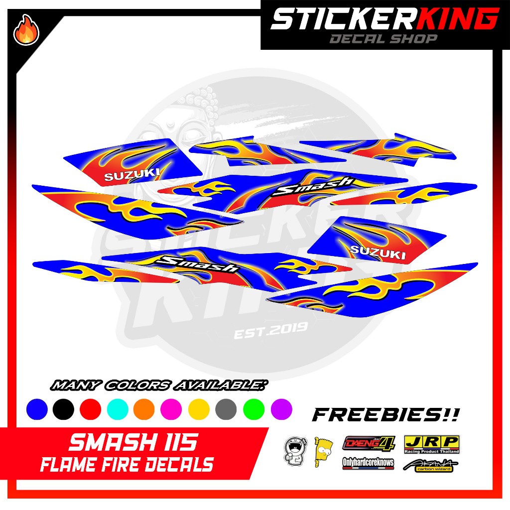 SUZUKI SMASH 115 FIRE FLAME CONCEPT DECALS WITH FREEBIES (PREMIUM ...