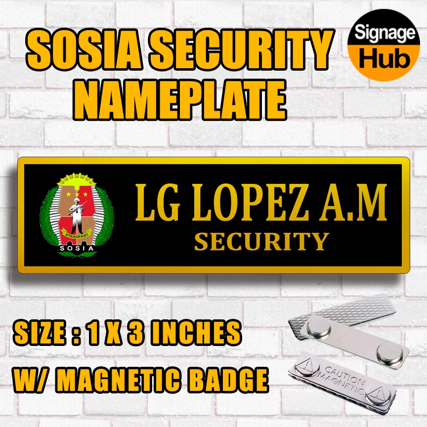 Personalized SOSIA Nameplate for SECURITY | 1 x 3 inches | Waterproof ...