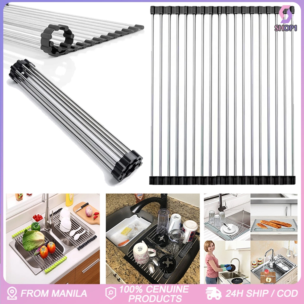 Kitchen sink rack Plate Sink Organizer Stainless Fruit Vegetable Drain ...