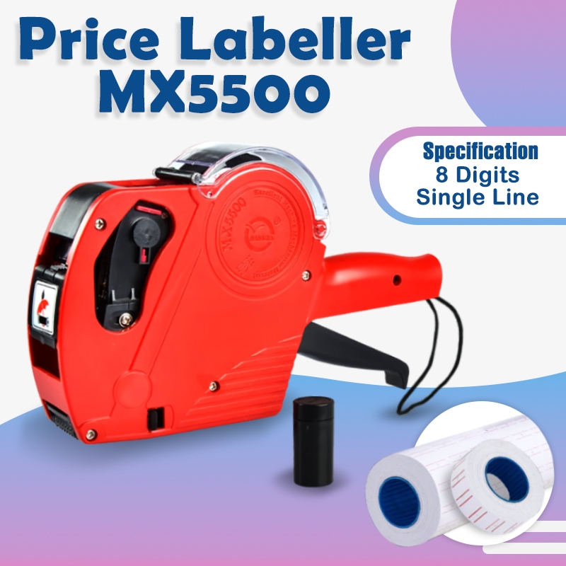 MX-5500 Price Tag Gun 8 Digit Single Line Price Tagger with Price Label ...
