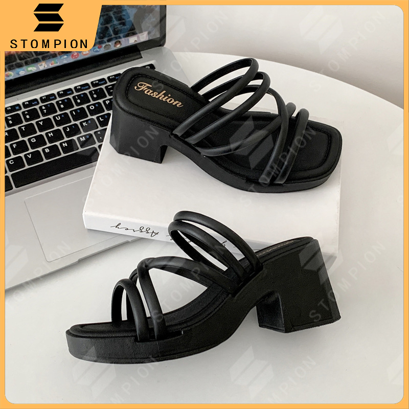 STOMPION Sandals For Women With Heels Elegant Sandals Block Heels High ...