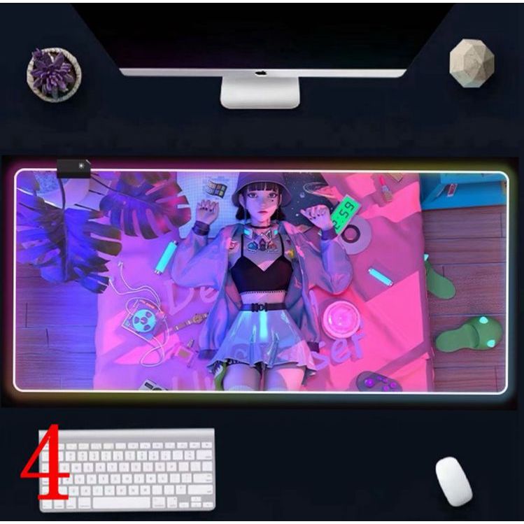 【XMT】RGB Colorful LED Lighting Gaming Mouse Pad Keypad Mat For PC ...