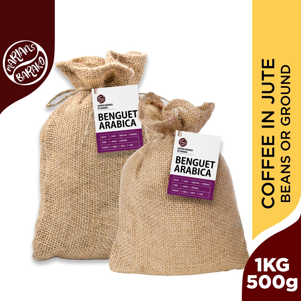 [KBM] JUTE Benguet Arabica Coffee & Grounds in Burlap or Native (1KG ...