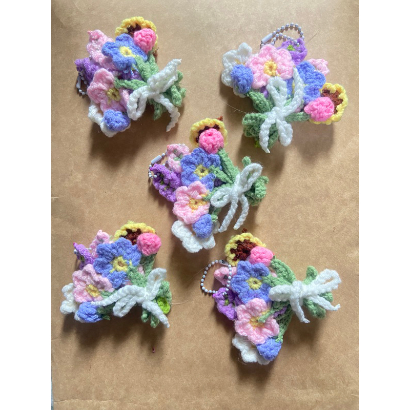 (1pc) handmade crochet keychain flower bouquet | Shopee Philippines