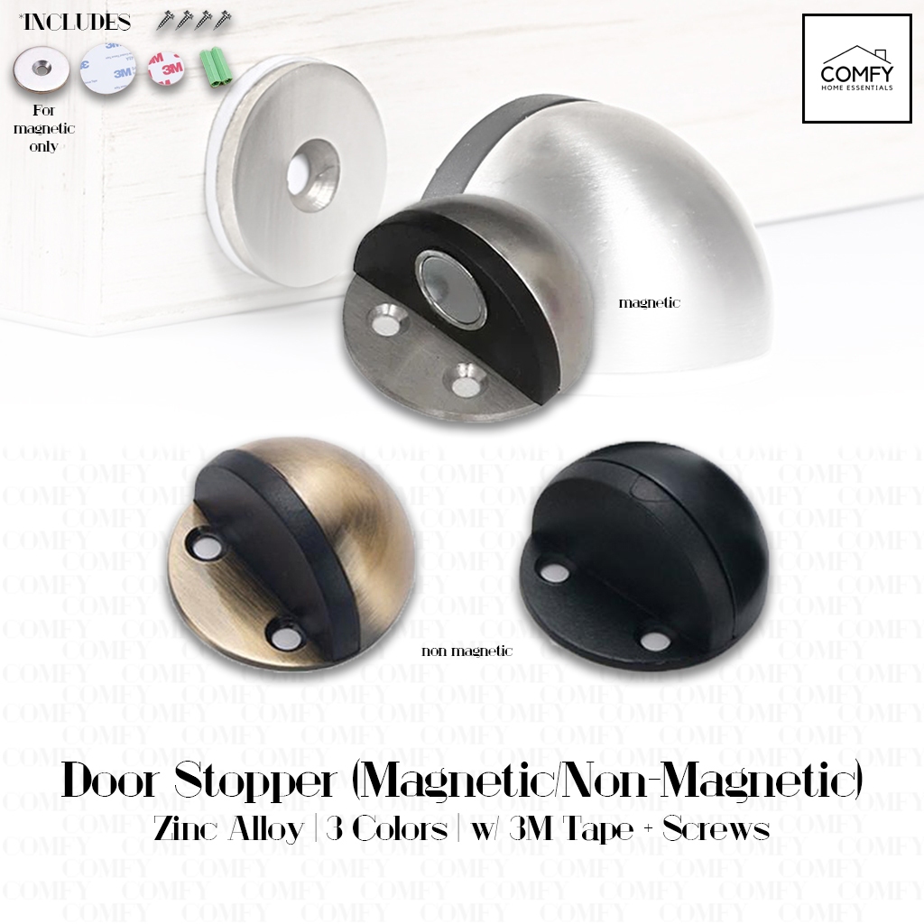 Anti-Rust Floor Stop Door Stop Stopper Half Moon Mounted 3M Tape/Screws ...