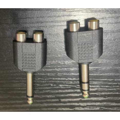 2 RCA Jack To 6.35mm PL Mono & Stereo Plug Connector 2in1 mono 2 in1 ...