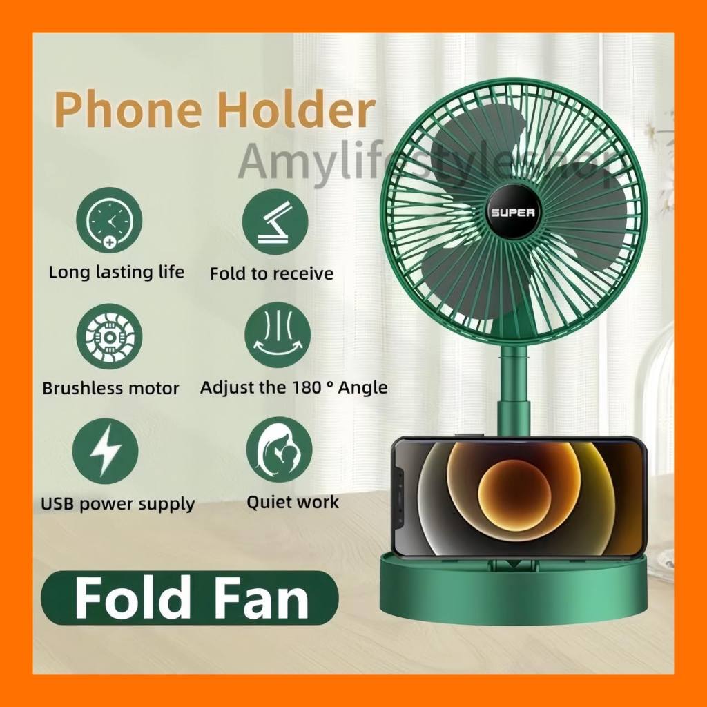 amy Desk Retractable Electric Fan Small Folding Fan with USB Charging 3 ...
