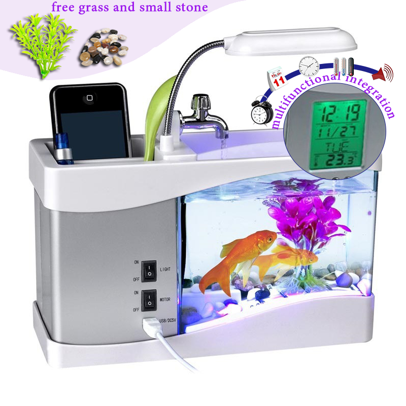 Smart fish tank USB Rechargeable Multifunctional fish tank with lamp ...