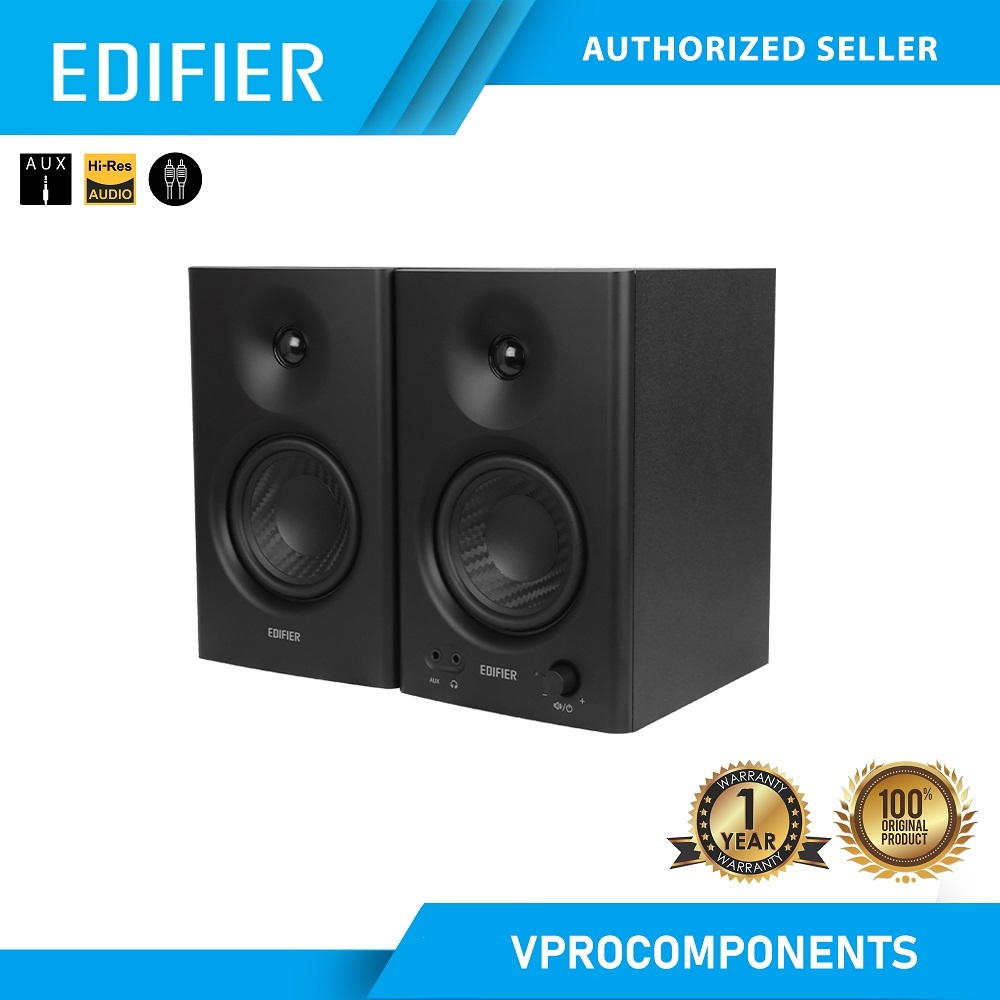 Edifier MR4 Speaker Studio Monitor 1-inch silk dome tweeter and 4-inch diaphragm woofers ...