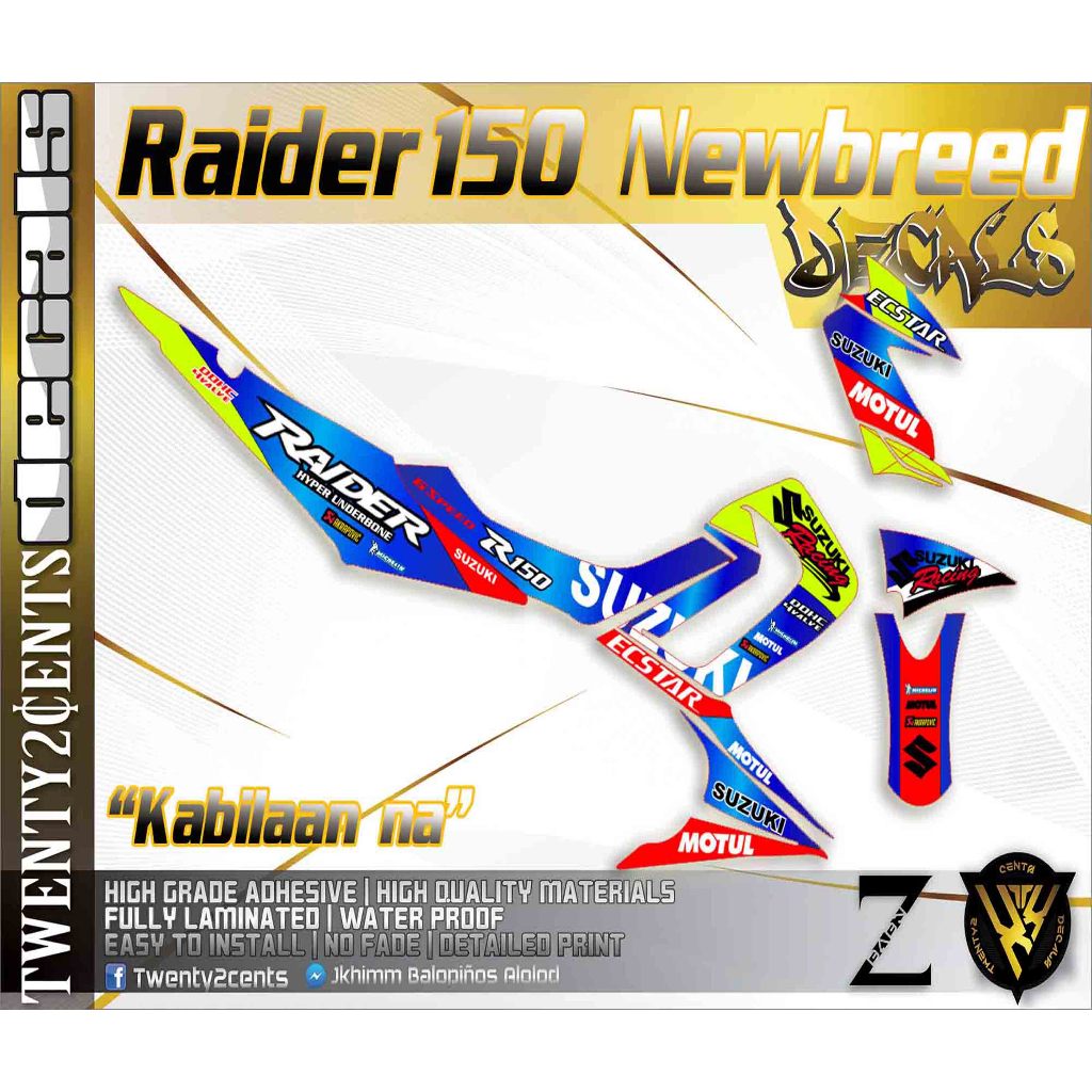 Suzuki raider 150 newbreed Decals High-Quality Stickers (ecstar ...