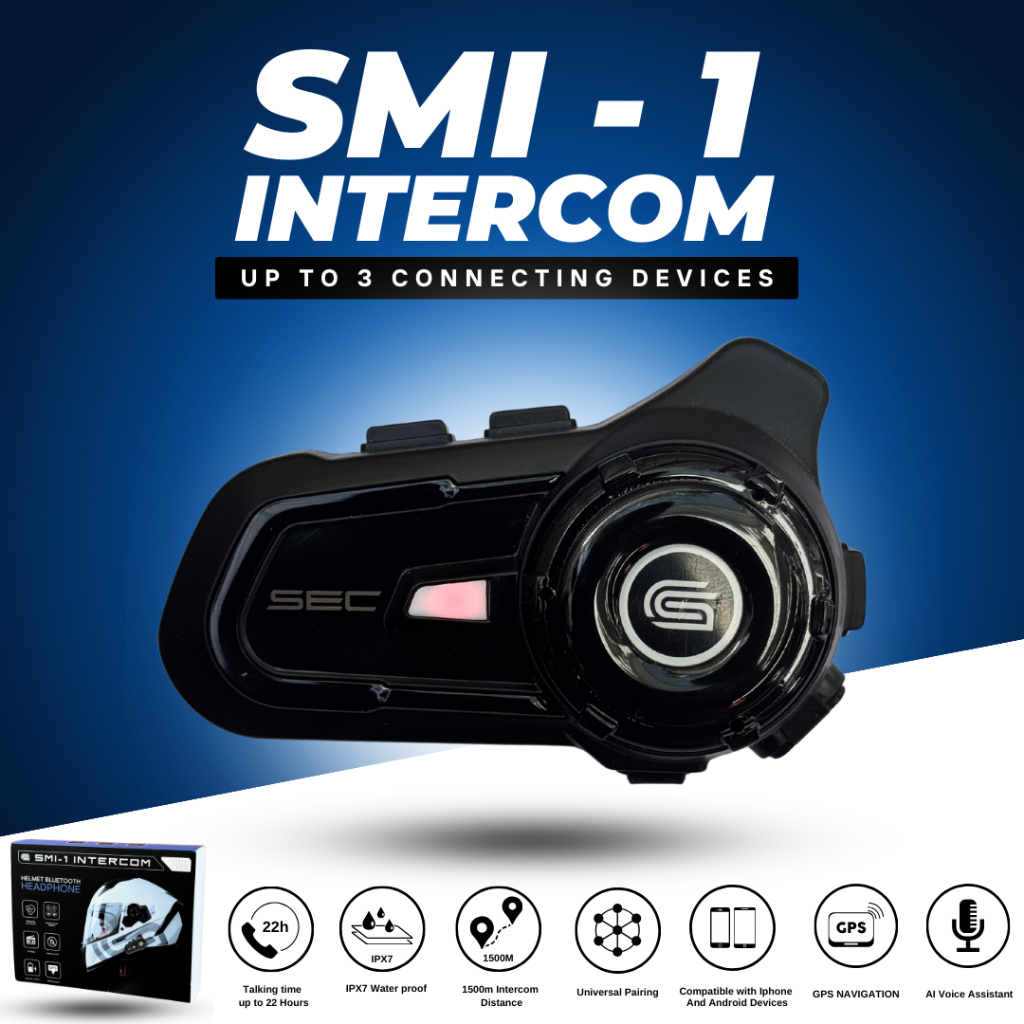 SEC SMI 1 HELMET INTERCOM UP TO 3-WAY INTERCONNECT | Shopee Philippines