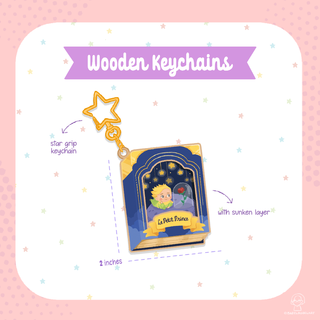 The Little Prince Le Petit Prince Wooden Keychain with Gold Star Clasp ...