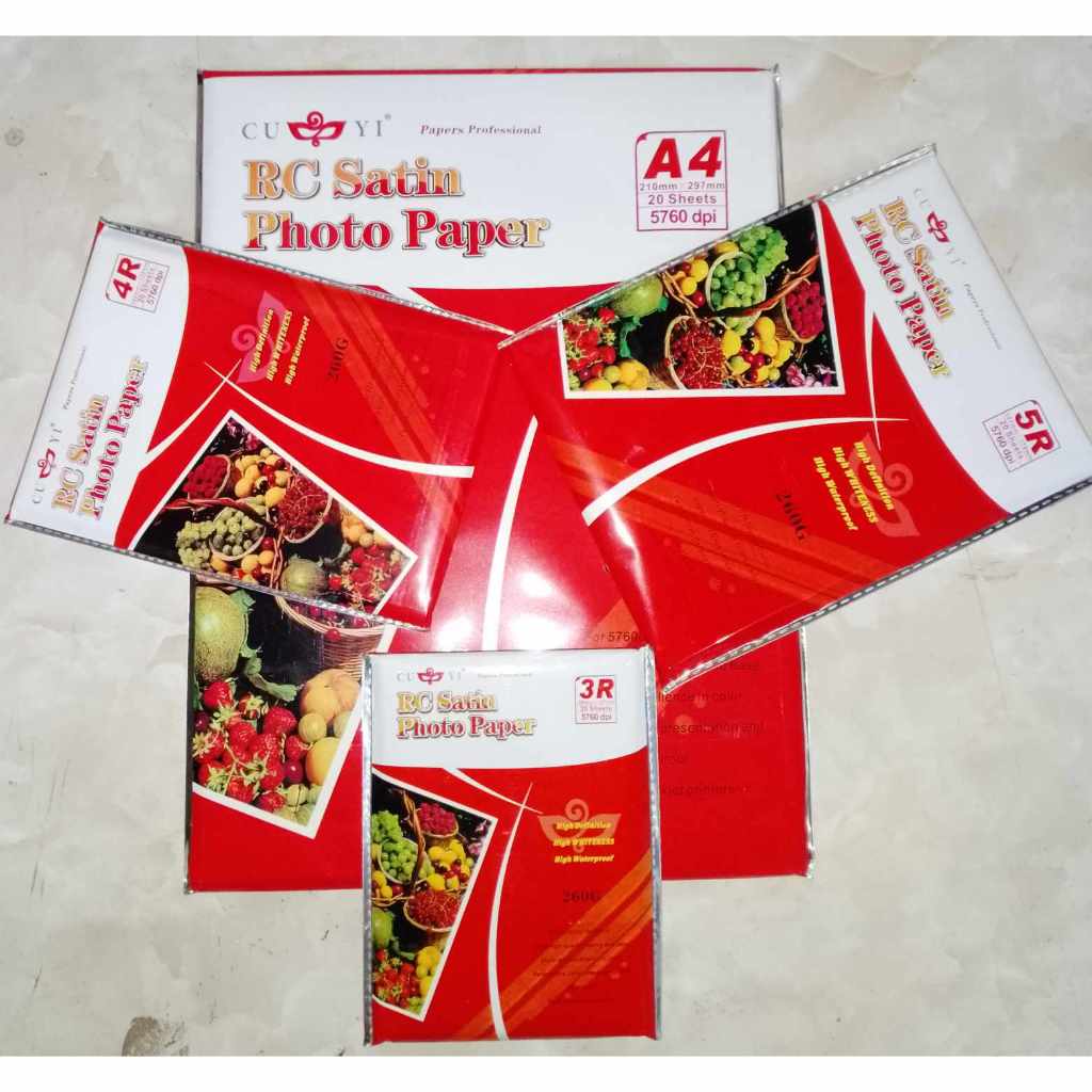 CUYI RC Satin Photo Paper 260GSM A4 5R 4R & 3R size (20 sheets per pack ...
