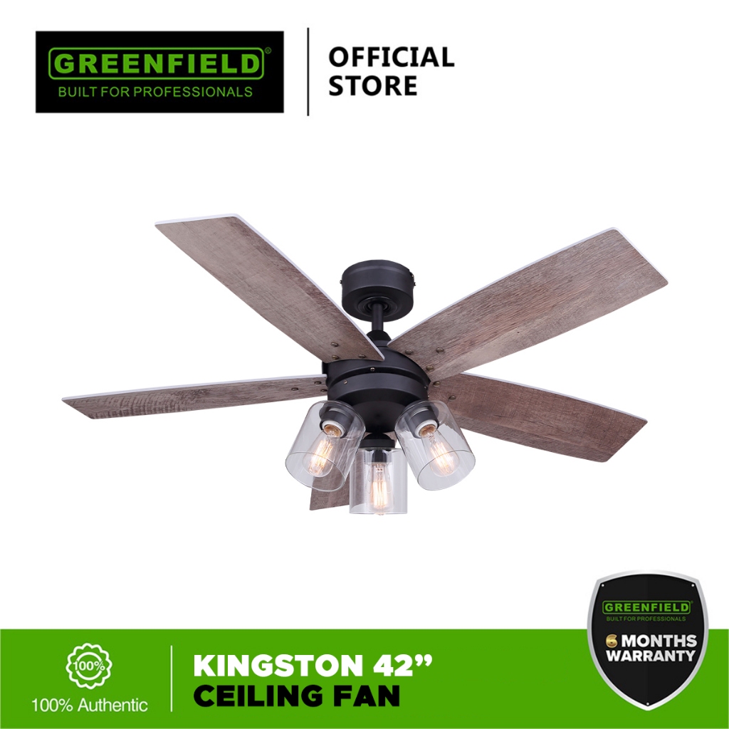 Greenfield Kingston 42" Ceiling fan with 5 Blades/Light | Shopee ...