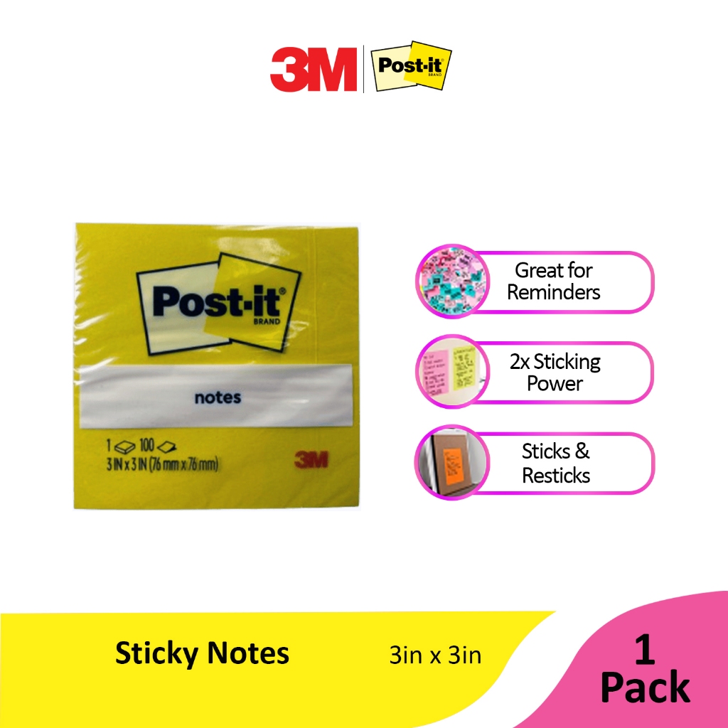 3M Post-it Sticky Notes 654-24ASST CP SUNNY, 3x3, 90 sheets, 3x3, 100 ...