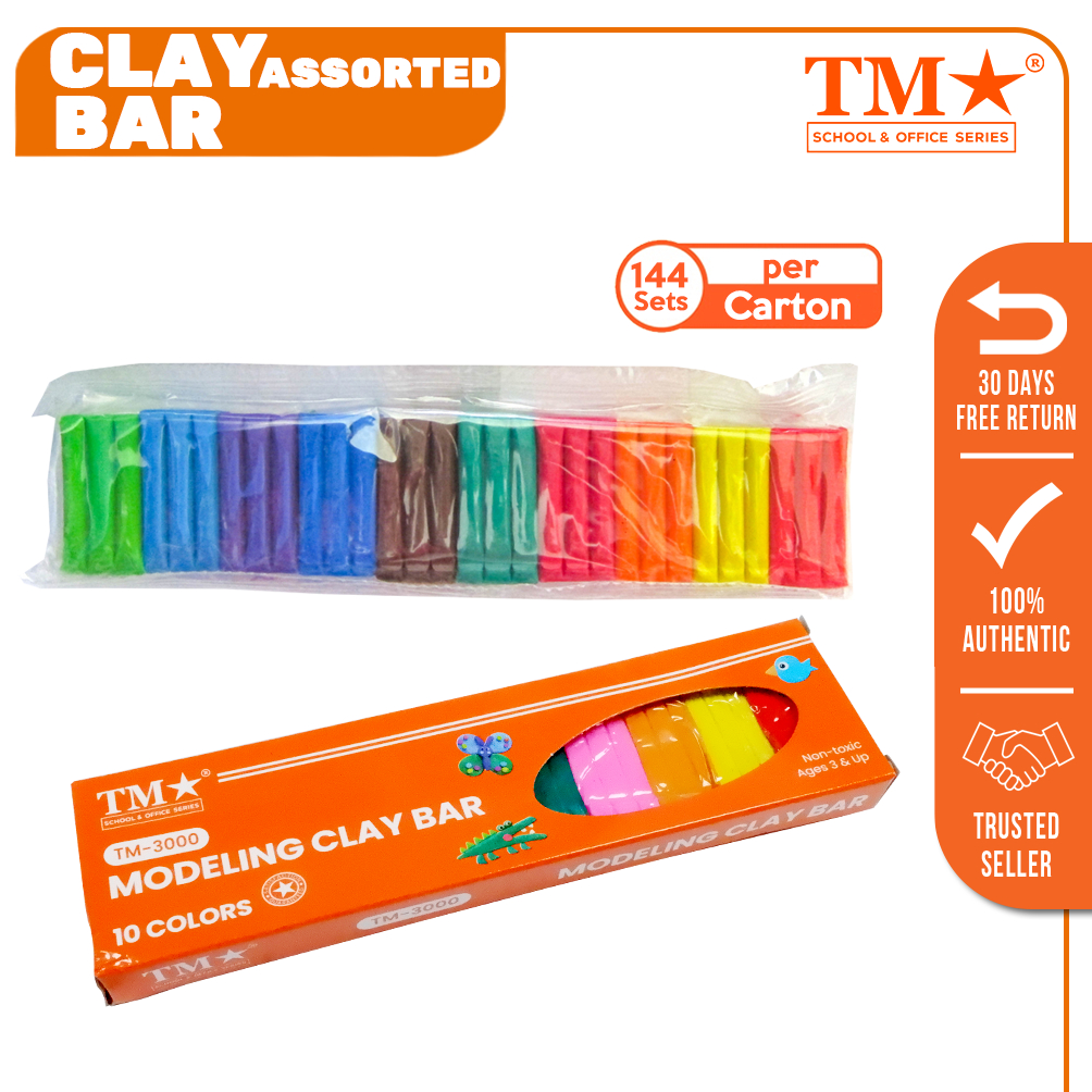 TM 144 sets Modeling Clay Plain Color Assorted Bar (TM-3000) | Shopee ...