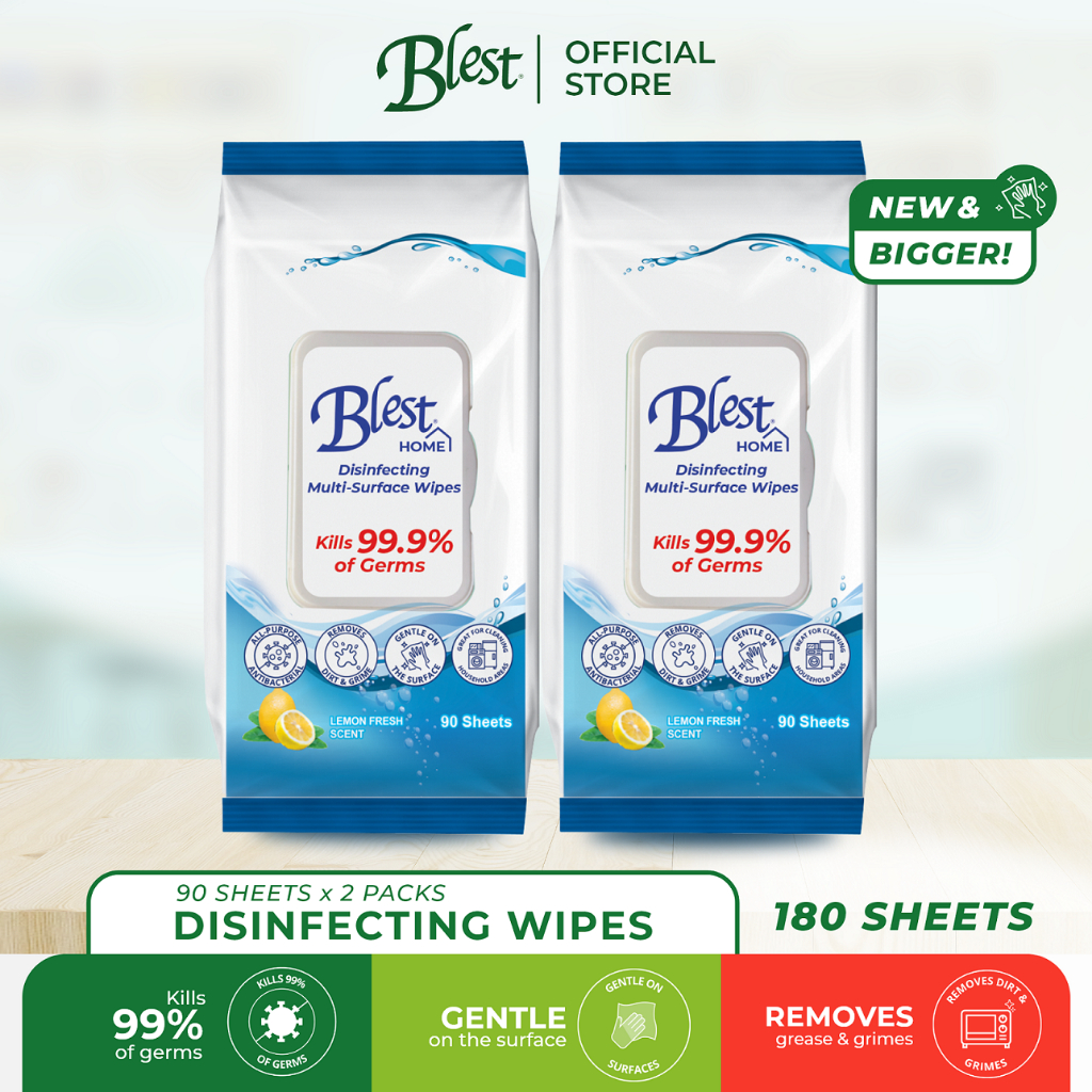 Blest Home Disinfecting Multi-Purpose Wipes 90 Sheets x 2 Packs (180 ...
