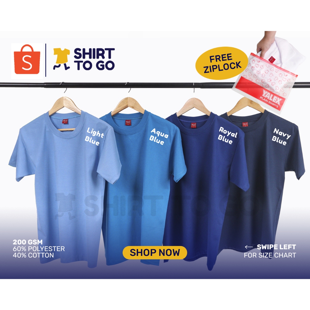 YALEX Plain T Shirt for Men and Women SHADES OF BLUE | Shopee Philippines