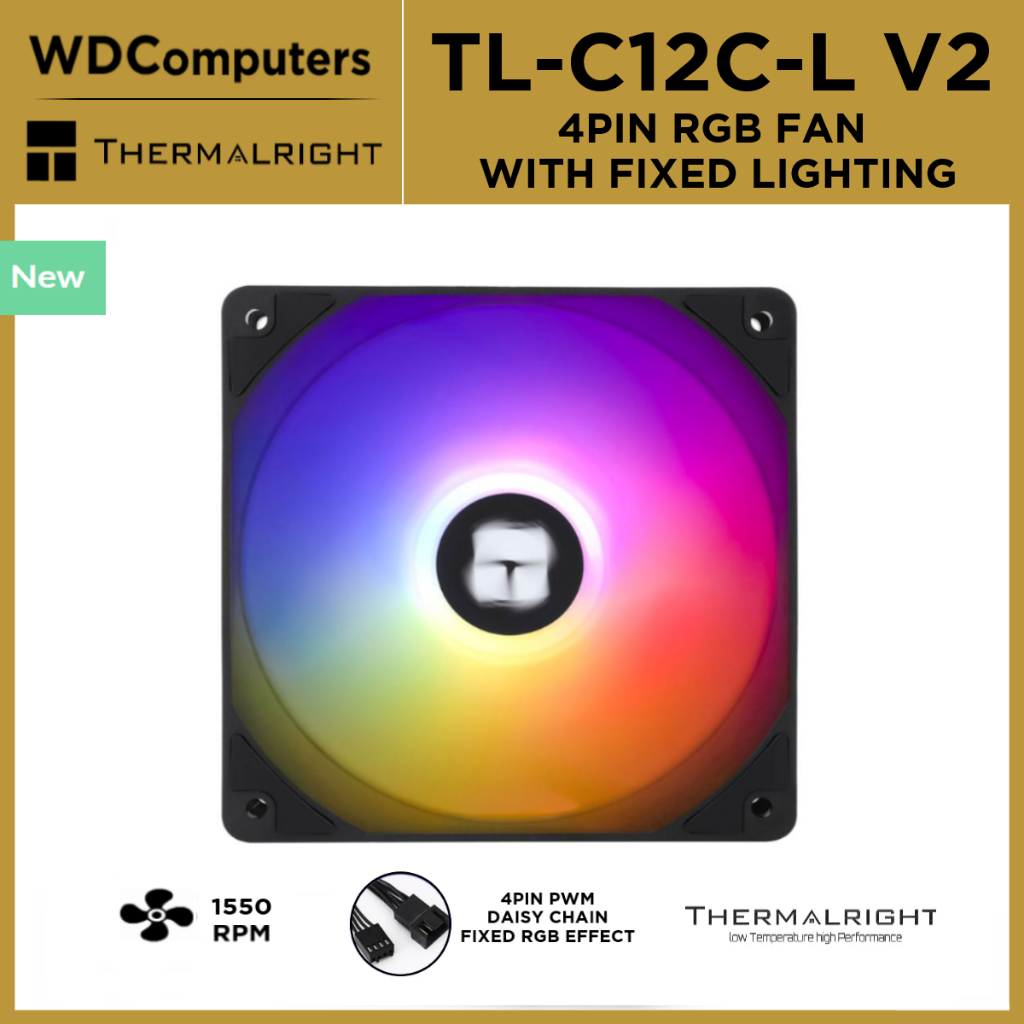 THERMALRIGHT TL-C12C-L V2 12cm Computer Fans with Fixed RGB Lighting ...