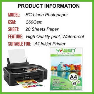 Yasen RC Linen Woven Photo Paper 260gsm Resin Coated A4 5R 4R 3R Size ...