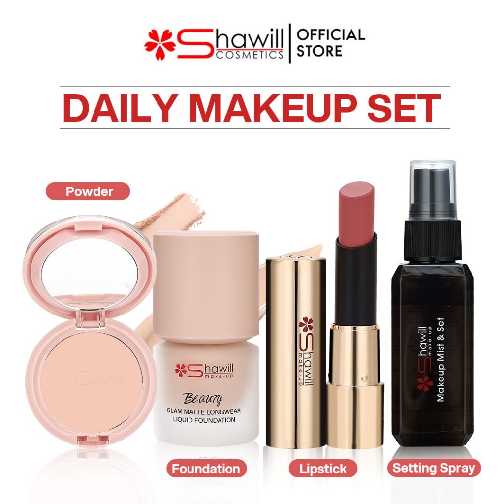 Shawill Daily Makeup Set Long Lasting & Waterproof [Foundation + Powder ...