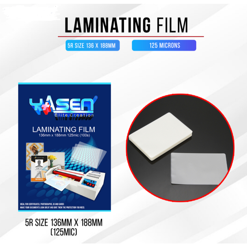 Yasen Laminating Film 5R (136mm x 188mm) 125 Microns (100 Sheets) | Shopee Philippines