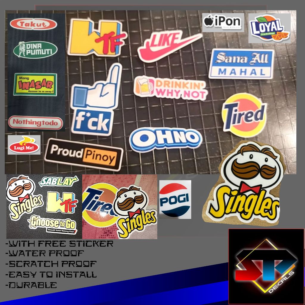 Spoof Brand Logo Printed Vinyl precut Sticker glossy laminated durable ...