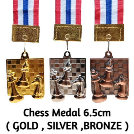 CHESS MEDAL 6.5CM ORDINARY LACE ( GOLD \ SILVER \ BRONZE ) | Shopee ...