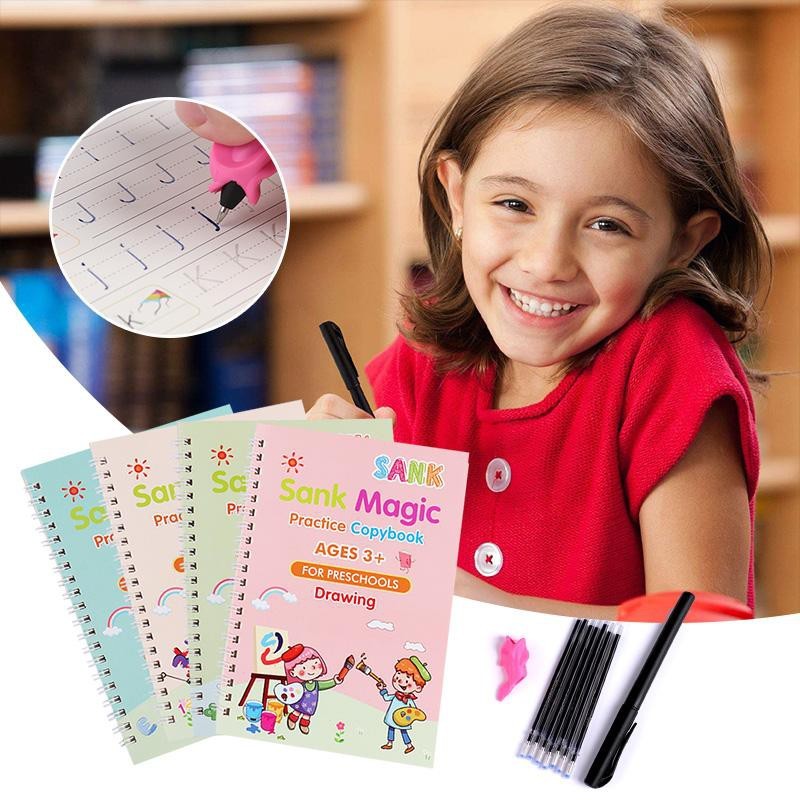 4 Book/Set Magic Exercise Book Reusable English Practice Learning ...