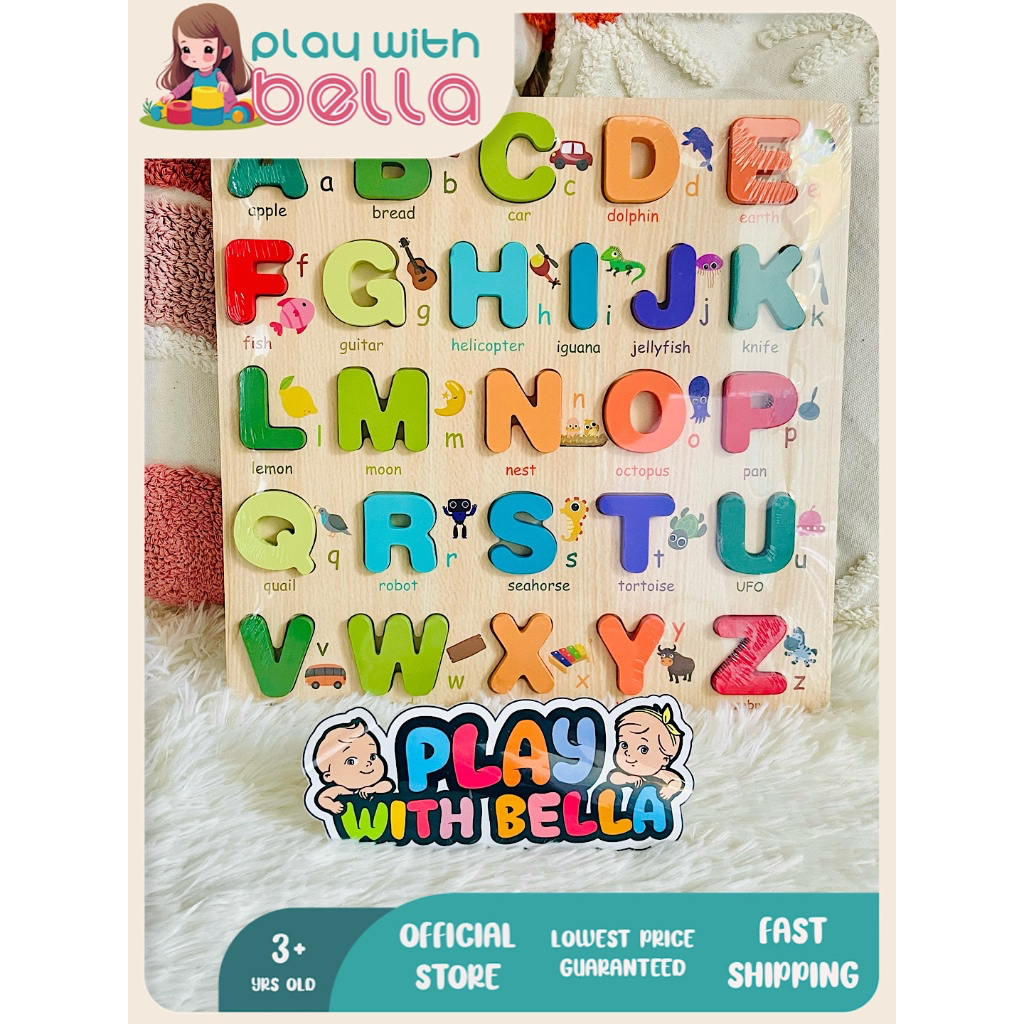 Wooden Alphabet Upper Case, Lower Case, Numbers for Kids | Shopee ...