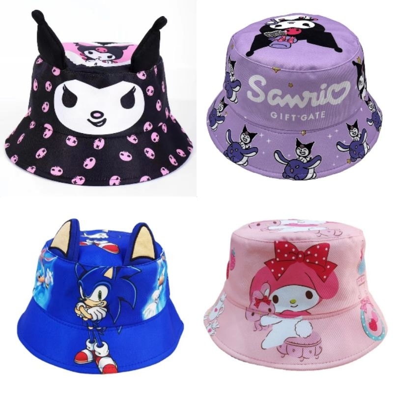 Sanrio Character Bucket Hat Kuromi My Melody Sonic Fisherman Hats ...