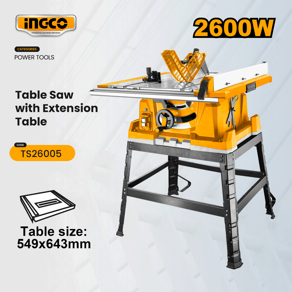 Ingco 2600W Table Saw With Extension Table TS26005 IPT | Shopee Philippines