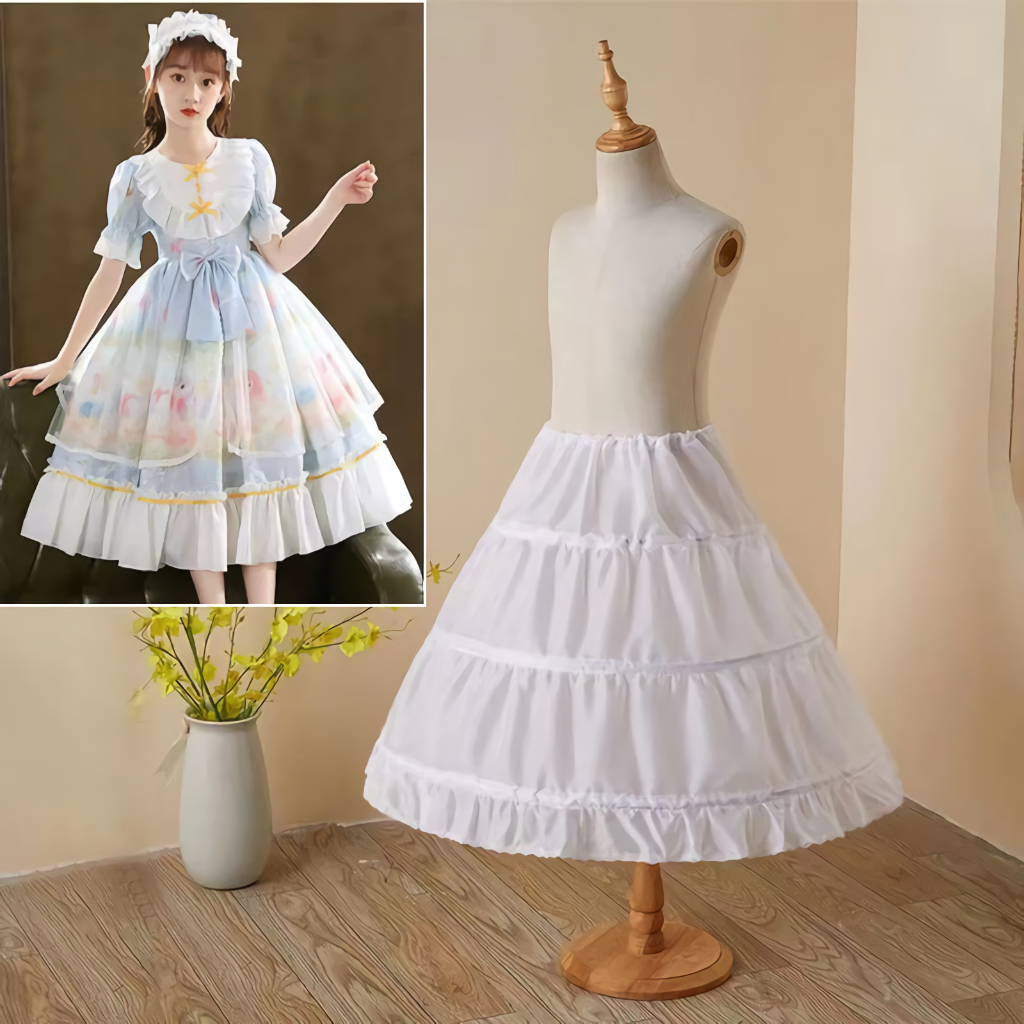 Girls petticoat for girls long dresses princess flower girl birthday ...