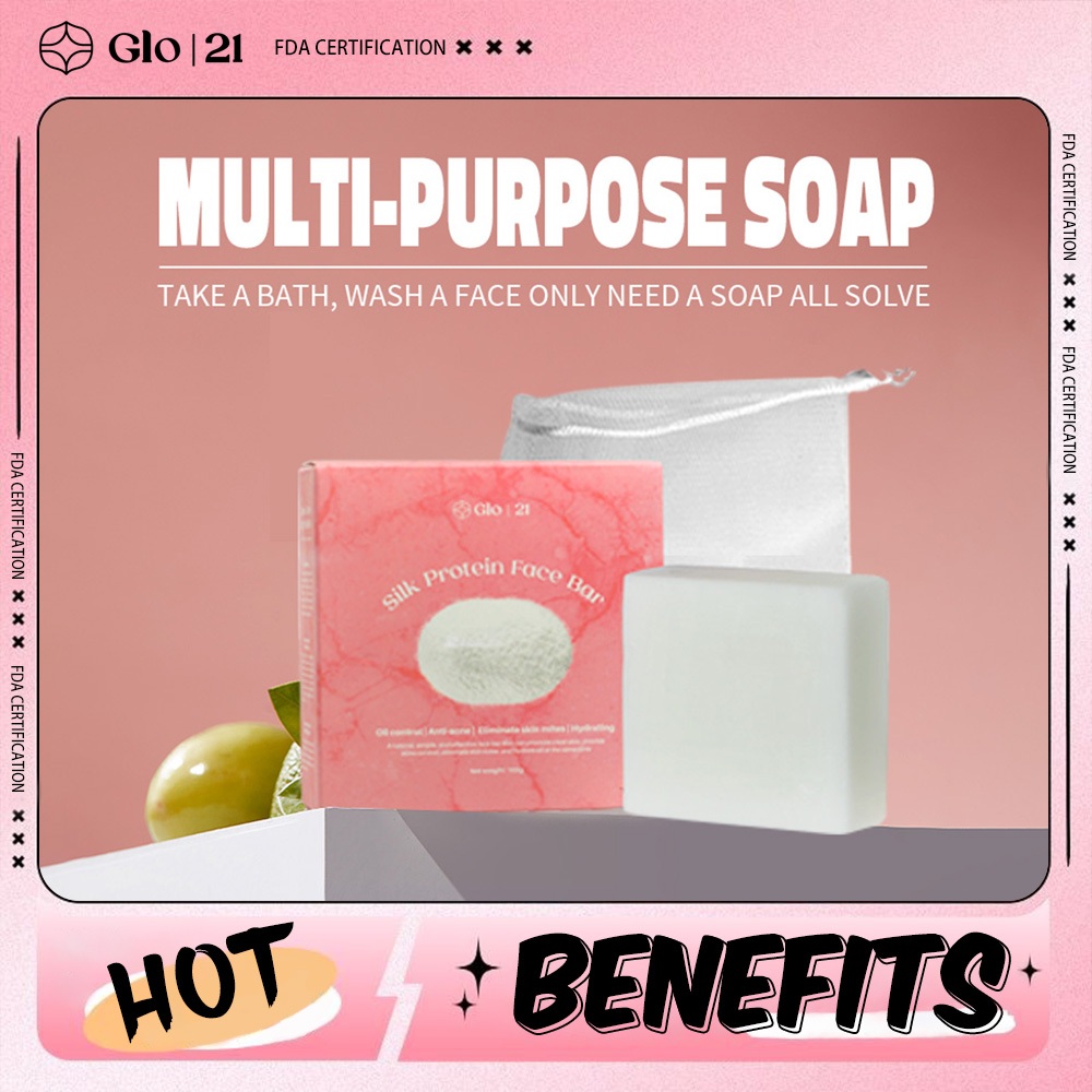 GLO21 Silk Protein Face Bar All skin Types Oil control Whitening ...