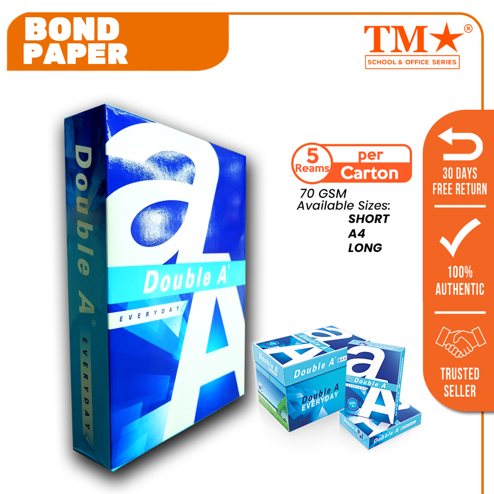 Double A 5 reams Bond Paper 70 GSM (DA) | Shopee Philippines