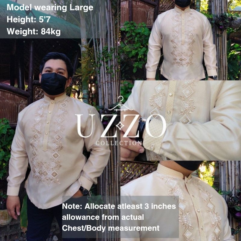 HABLON Modern Contemporary Barong Tagalog Attire Men Beige Wedding ...