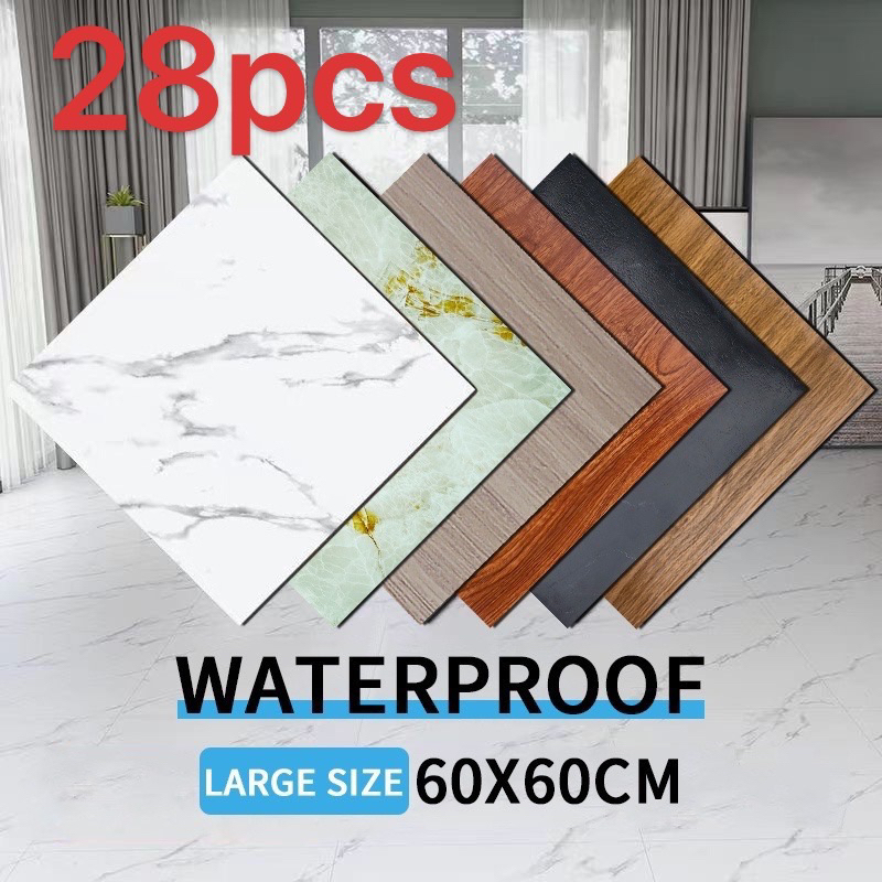 28pcsx60X60cm 3D Vinyl Tile Flooring Self Adhesiv Floor Sticker Wall Decor Self Waterproof ...