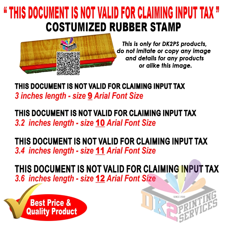 THIS DOCUMENT IS NOT VALID FOR CLAIMING INPUT TAX | COSTUMIZED RUBBER ...