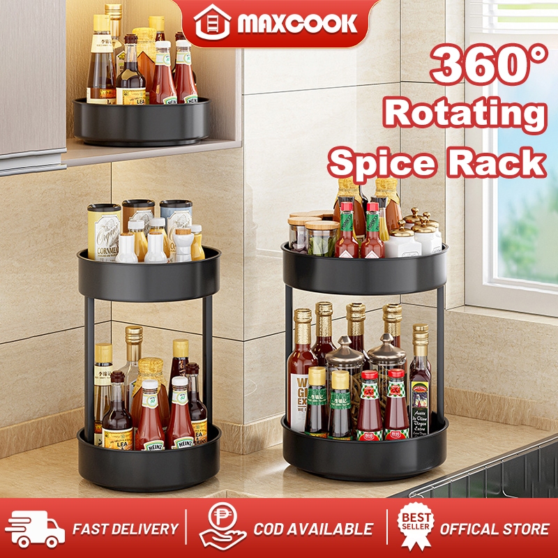 MAXCOOK 3 Tier 360° Rotating Spice Rack Kitchen Rotatable Seasoning ...